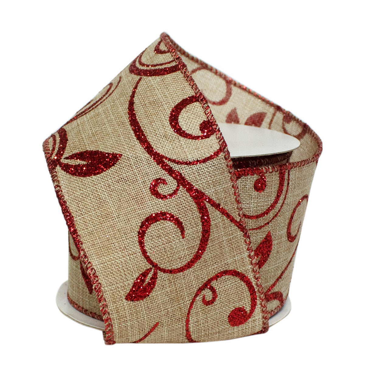 2 1/2" Wired Scroll Ribbon Natural/Red10 Yards – Vietnam gift packaging ...